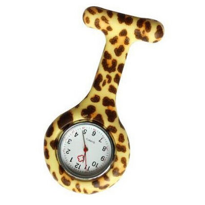 Leopard Print Paramedic Tunic Brooch Nurse Fob Watch With Changeable Cover