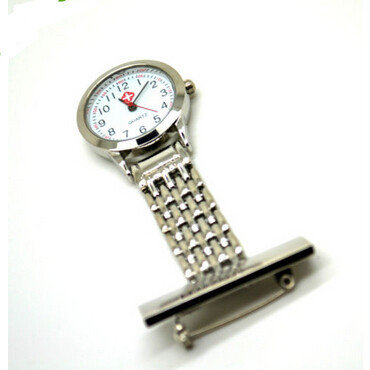 Durable 5 ATM Silver Nurse Fob Watch engraved Logo , Nurse Pin Watch