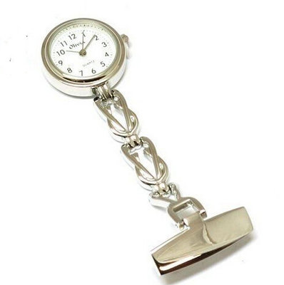 Durable 5 ATM Silver Nurse Fob Watch engraved Logo , Nurse Pin Watch