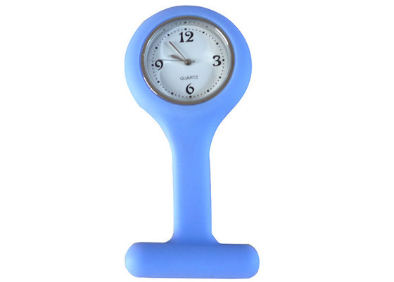 1 ATM / 3 ATM Water Resistant Precise Quartz Movement Blue Silicone Rubber Nurse Fob Watch