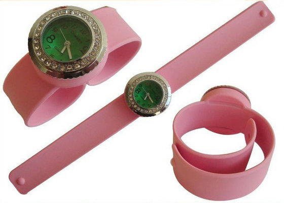 Pink Slap Bracelet Watch , Digital Bracelet Watch For Kids
