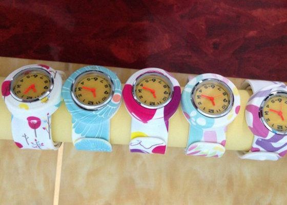 Colorful Silicone Slap Bracelet Watch ,Water Transfer Slap Watches For Kids