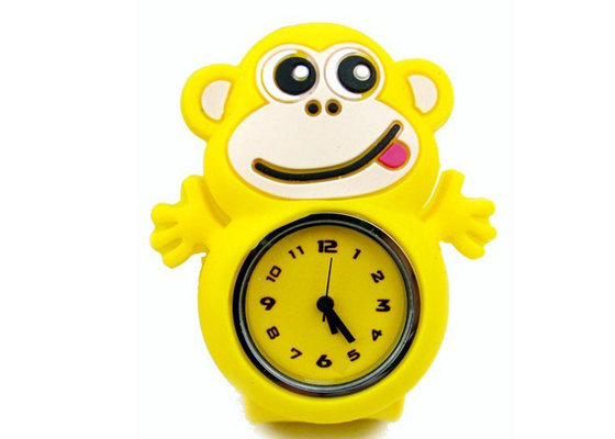 Yellow Monkey Silicon Slap Bracelet Wrist Watch , Cheap Designer Watches