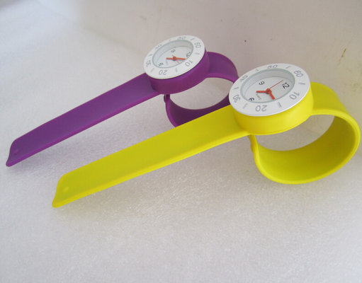 White Face Kids Rubber Band Watches , Candy Colours Slap Bracelet Watch