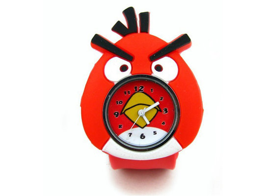 Red Angry Bird Silicone Slap Bracelet Watch, Changeable Battery