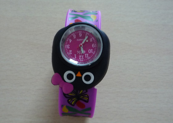 Water Resistant 3ATM Purple Butterfly Band Penguin Case Slap Bracelet Watch
