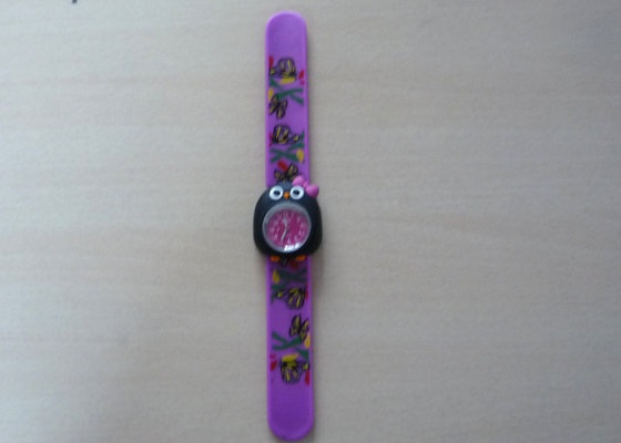 Water Resistant 3ATM Purple Butterfly Band Penguin Case Slap Bracelet Watch