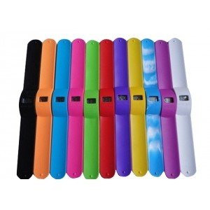 OEM Bussiness Promotion Gift Silicon Gel Digital Slap Bracelet Watch, Changeable Battery