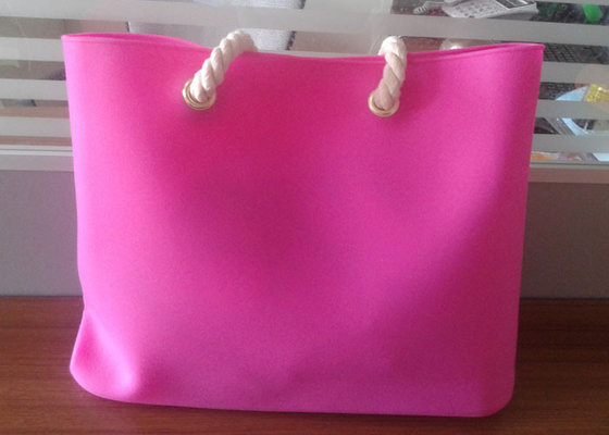 Custom Rose Silicone Beach Bags Shopping Totes with Rope Handle