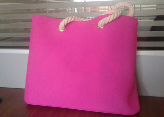 Custom Rose Silicone Beach Bags Shopping Totes with Rope Handle