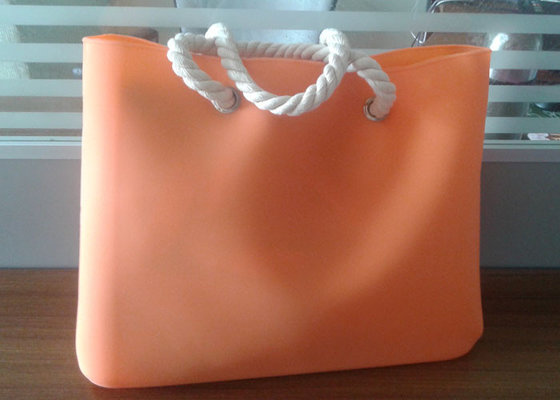 Orange Personalized Cool Beach Bags Silicone 41.5cm X 29.5cm X 7cm