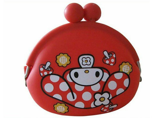2012 New Style Silk Printed Mushroom Silicone Pochi Coin Purse For Kids / Girl