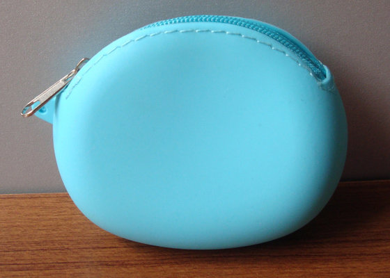 100*75*40mm PMS Color Silicone Coin Purse With Blue Zipper Pouch