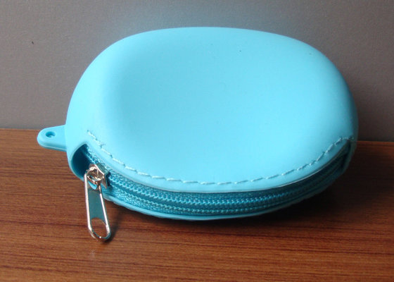 100*75*40mm PMS Color Silicone Coin Purse With Blue Zipper Pouch