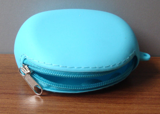 100*75*40mm PMS Color Silicone Coin Purse With Blue Zipper Pouch