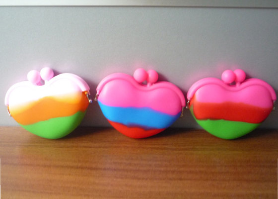 Fashion Blended Color Heart Shape Silicon Coin Purse For Women