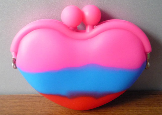 Fashion Blended Color Heart Shape Silicon Coin Purse For Women