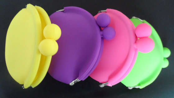 Yellow / Purple / Red Silicone Coin Purse , Silica Gel Coin Purse