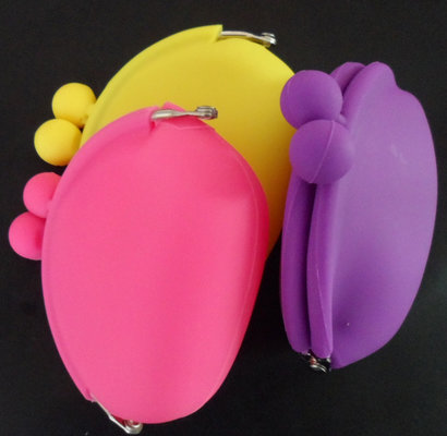 Yellow Silicone Coin Purse wallet with embossed Logo , handbags