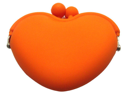 New Orange Silicone Coin Purse Wallet/ Heart Shape Coin Pouch Candy Bag for girls