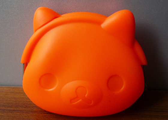 Eco friendly mixed silicone orange little cat head silicone coin purse wallets for kids
