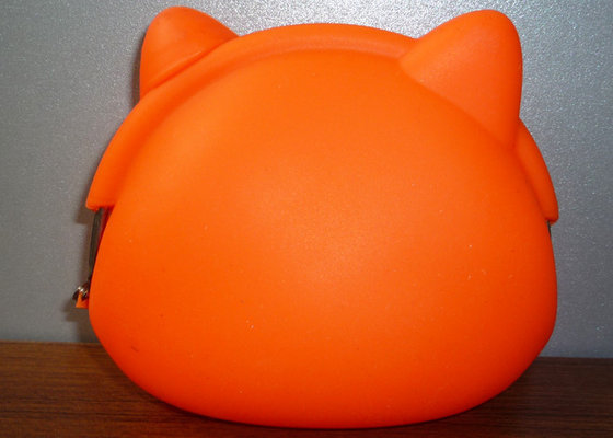 Eco friendly mixed silicone orange little cat head silicone coin purse wallets for kids