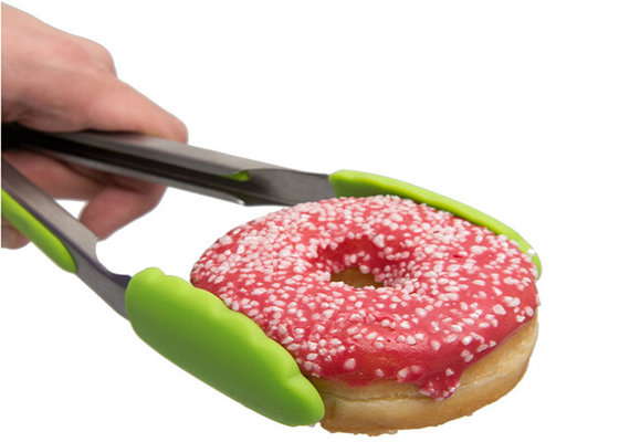 Non-slip Silicone Kitchen Tools Of FDA Silicone Stainless Steel BBQ Tong