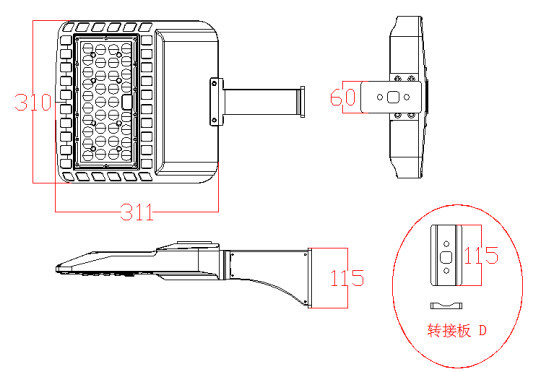 Super Brightness LED Street Lamp 100 Watt For Path Way Large Beam Angle