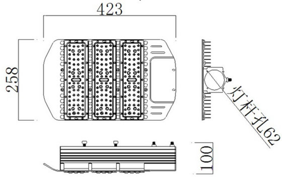 150 Watt	LED Street Lamp AC85 - 265V L423 * W258 * H100mm Dimension For Garden