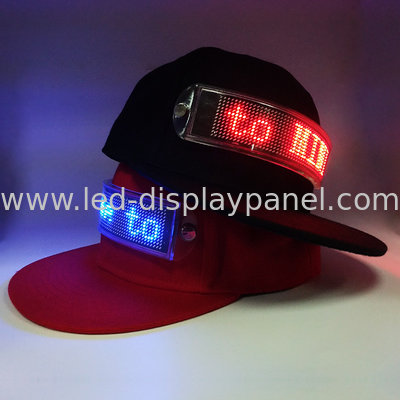 Flashing scrolling message LED cap which canbe changed the message by client's phone supplier