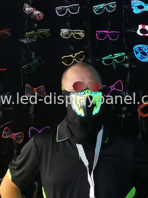 Wholesale Halloween Party Costume Cosplay Props Masks LED Rave Face Mask Flashing Light Up EL Mask Hot Sales Music-Activ supplier