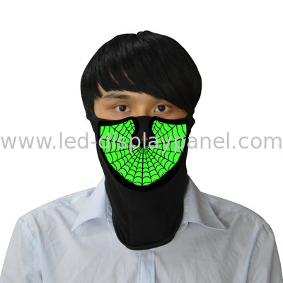 Role play custom green spider-man  EL mask hot sale popular music party  glow in the dark light sound activated led mask supplier