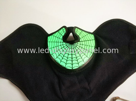 Role play custom green spider-man  EL mask hot sale popular music party  glow in the dark light sound activated led mask supplier
