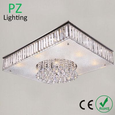 100-240v high voltage Square LED K9 crystal ceiling lamp with remote control color change