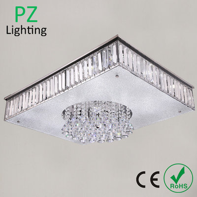 100-240v high voltage Square LED K9 crystal ceiling lamp with remote control color change