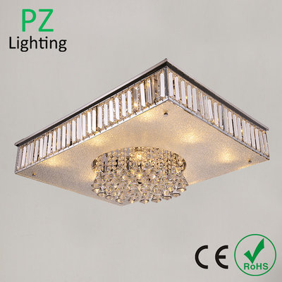 100-240v high voltage Square LED K9 crystal ceiling lamp with remote control color change