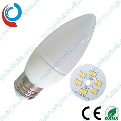 Custom E14 / E27 3W 240 ~ 300 lm Ceramic SMD LED Light Bulbs for Candles Droplight