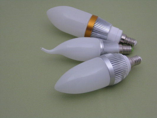 High Efficiency DC12V / 24V 3W E14 LED Candle Light Bulbs E14 E17 B22 B17 B15,180 - 210LM  40mm x 147mm