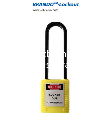 Long Nylon Safety Padlock Lockout With 38mm Shackle lenght, ABS Xenoy Paldocks