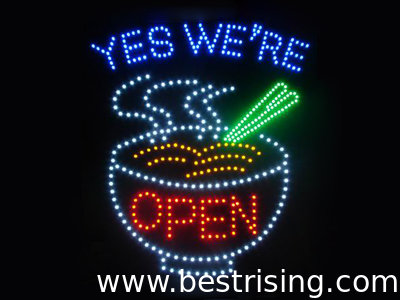 530x450mm customised logo colorful led OPEN sign for store