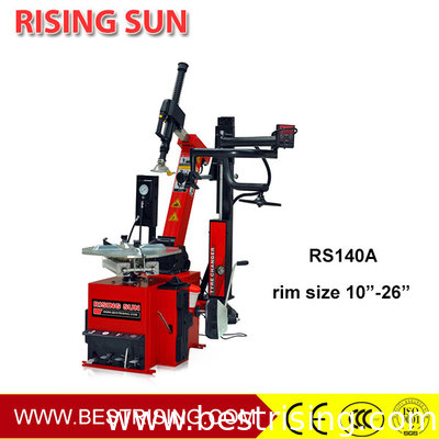 Tilting column pneumatic tire changer with helper arm