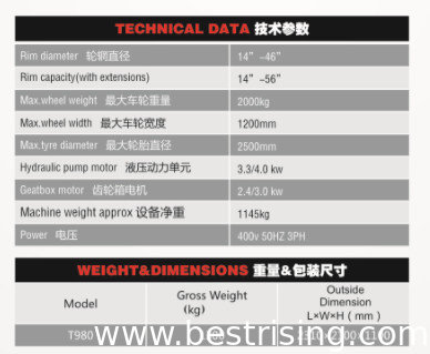 Heavy tractor used tire changer with 56inch