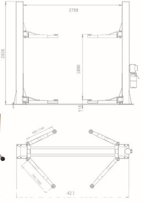 Base plate design two post car lift for auto workshop