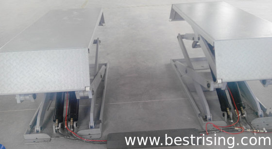 High rise 4 c ylinder on ground mounted car lift with double scissor