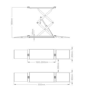 3.5T free standing double platform 4 cylinder hydraulic scissor car lift
