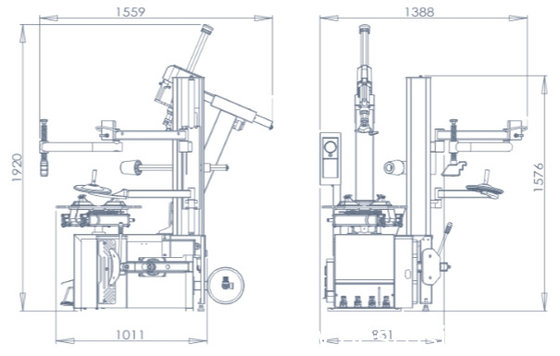 Tilt back automatic tire repair equipment used for tire changer