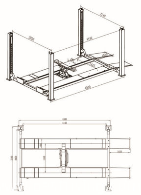 Runway type 4 post 220V pneumatic car lift for wheel alignment