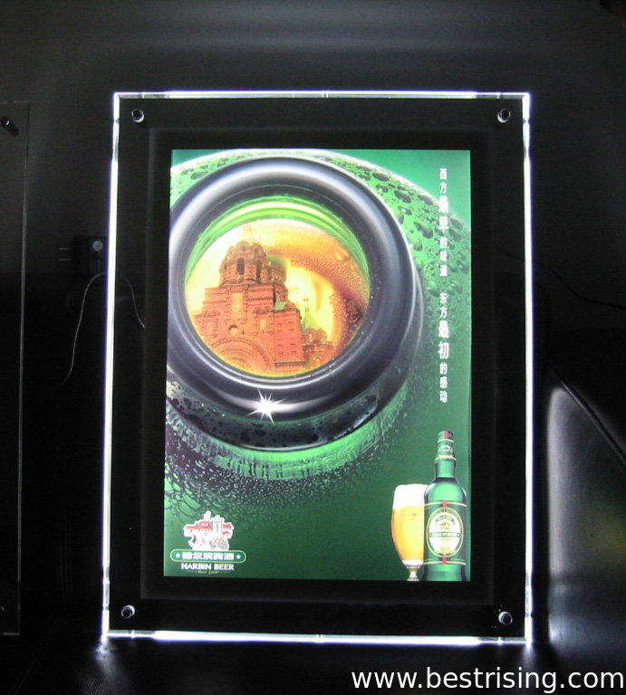 580*840mm wallmount acrylic adveting crystal light box with colorful led lighting