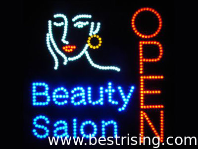 530x450mm customised logo colorful led OPEN sign for store