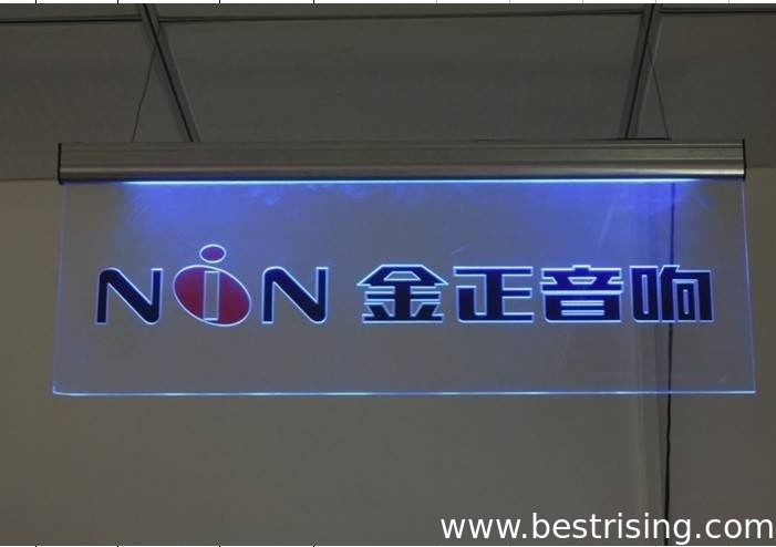 Green LED edgelit acrylic sign 8mm engraved colorful hanging